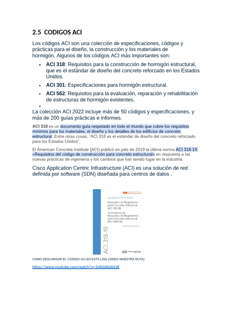 2.5 Codigos Aci | PDF | Hormigón | Acero estructural