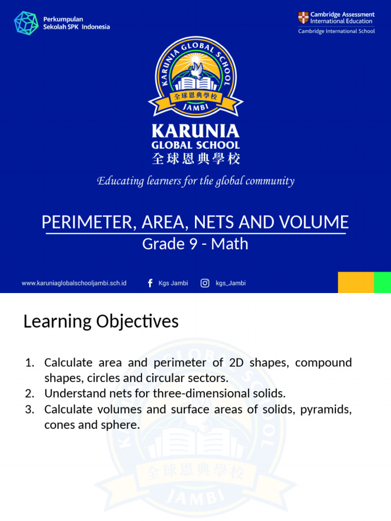 G09 - MATH 7 - PERIMETER, AREA, VOLUME | PDF