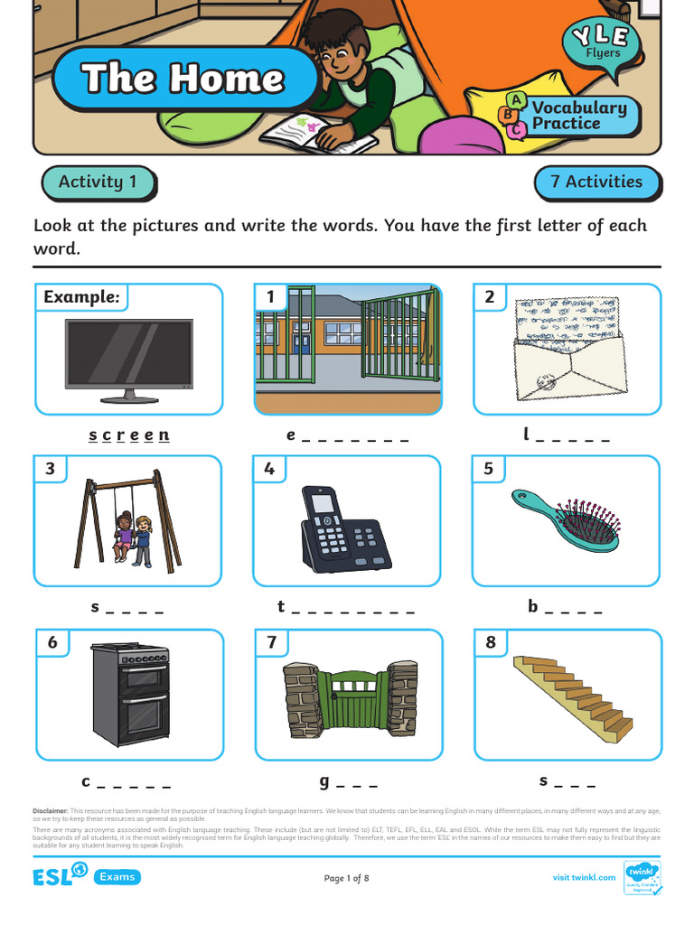 T 1731684074 Yle Flyers Vocabulary Activity Sheet The Home Kids A2 Ver 2 | PDF | English As A ...