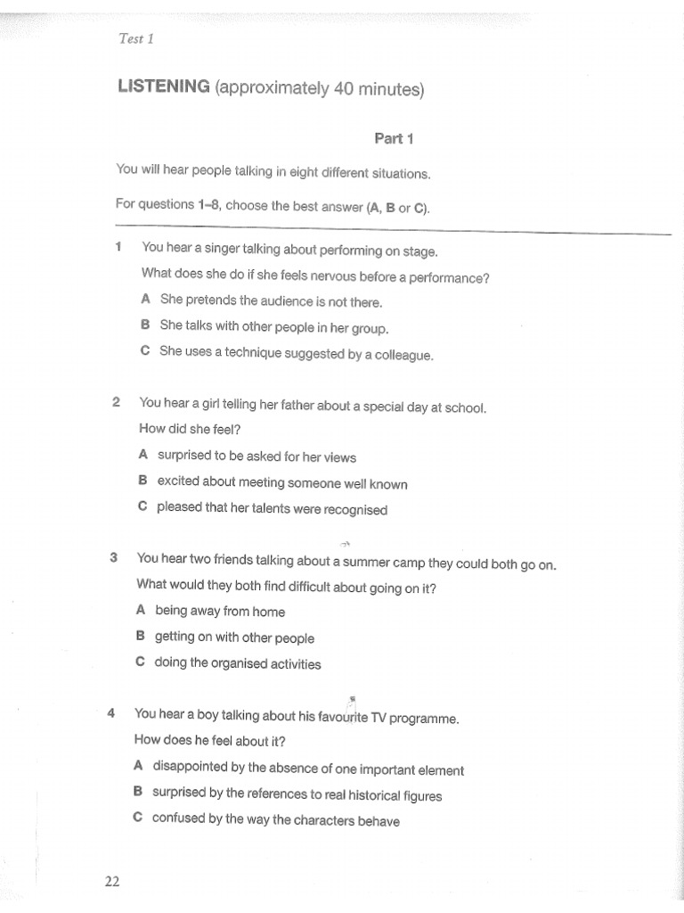 First For Schools 3 Test 1 Listening | PDF