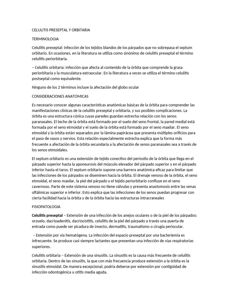 Celulitis Preseptal y Orbitaria | PDF | Staphylococcus Aureus ...