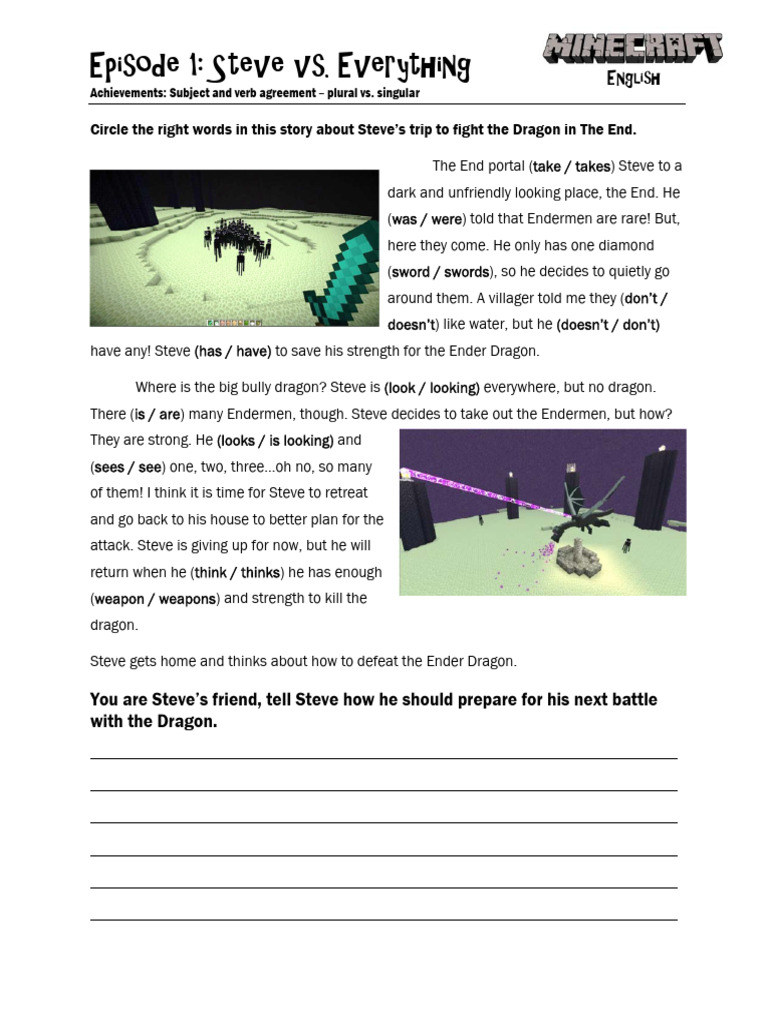 Episode 1: Steve vs. Everything: Circle The Right Words in This Story ...