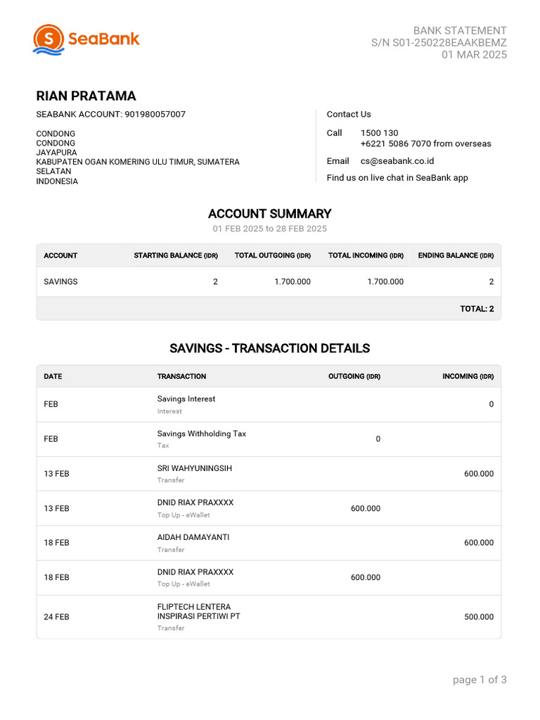 Seabank Statement 20250319 | PDF | Private Sector | Financial Economics