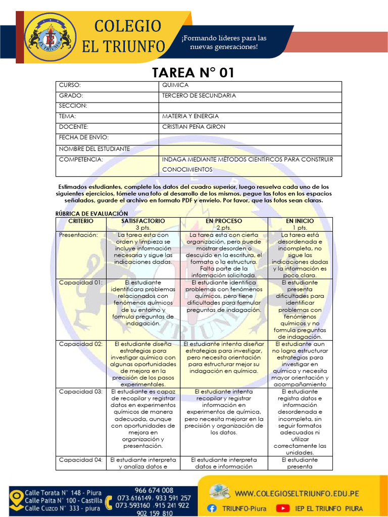 Tarea-N-01-Tercero-Sec (1) - 250405 - 202140 | PDF | La energía nuclear | Masa