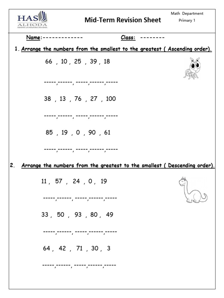 PR. 1 Mid Term Revision Sheet 1 H.W | PDF