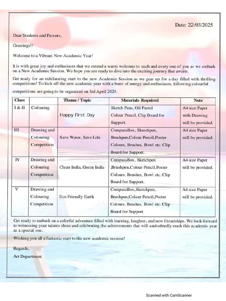 Art Competition Class I To V - 250321 - 200907 | PDF