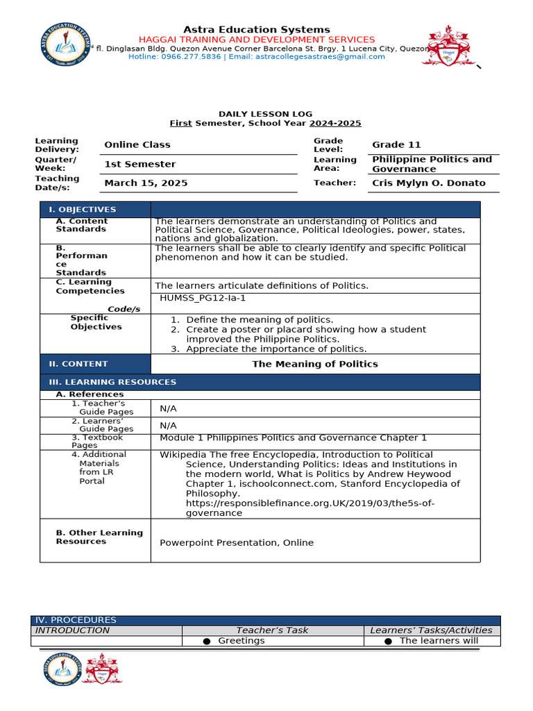 Cris Mylyn Final Lesson Plan | PDF | Science | Aristotle