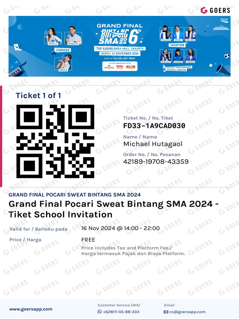 (Event Ticket) Grand Final Pocari Sweat Bintang SMA 2024 - Tiket School Invitation - GRAND FINAL ...