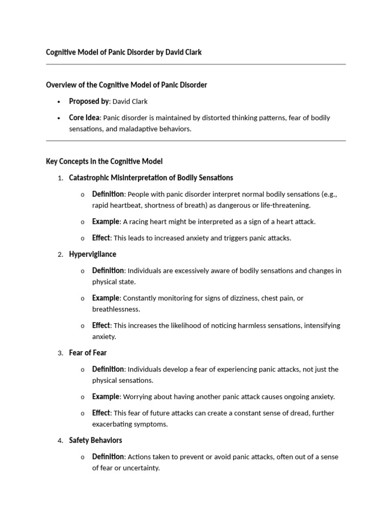 Cognitive Model of Panic Disorder | PDF | Anxiety | Panic Disorder