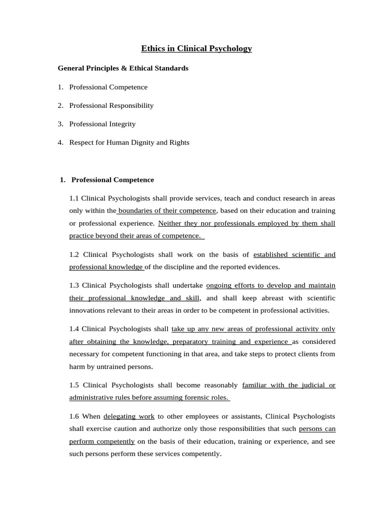 Ethics in Clinical Psychology | PDF | Clinical Psychology | Psychotherapy