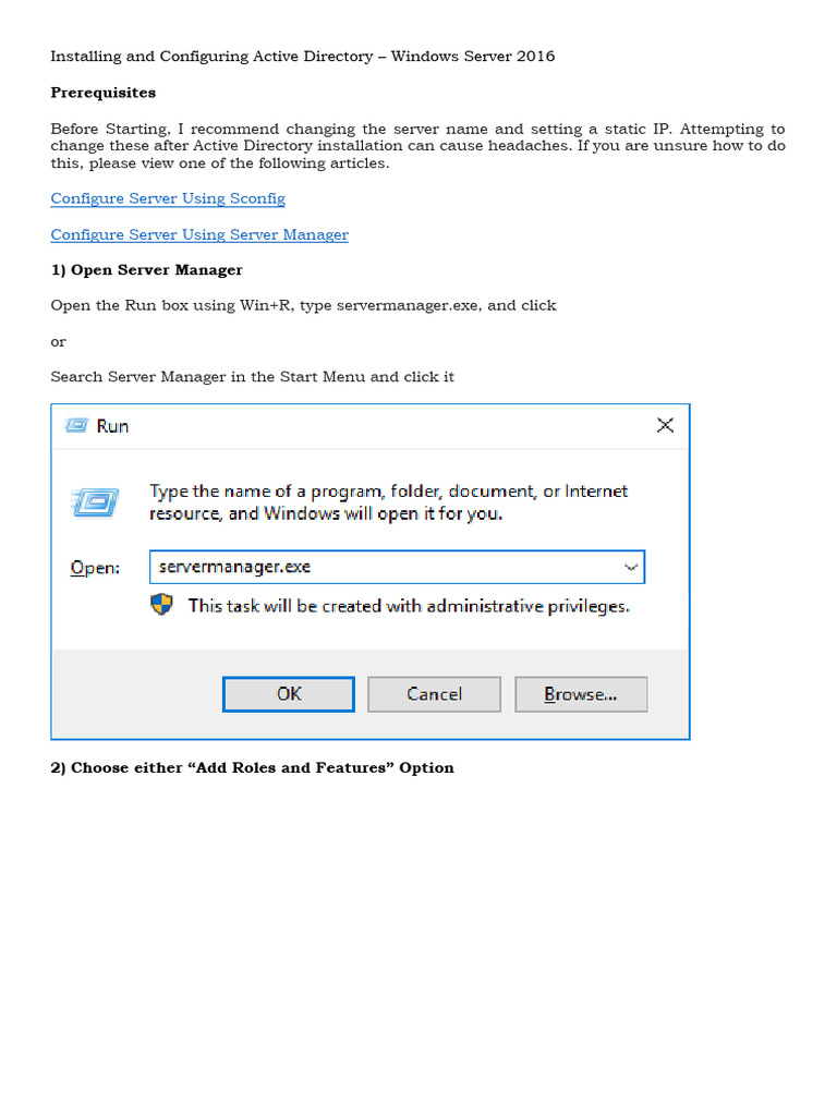Installing and Configuring Active Directory | PDF