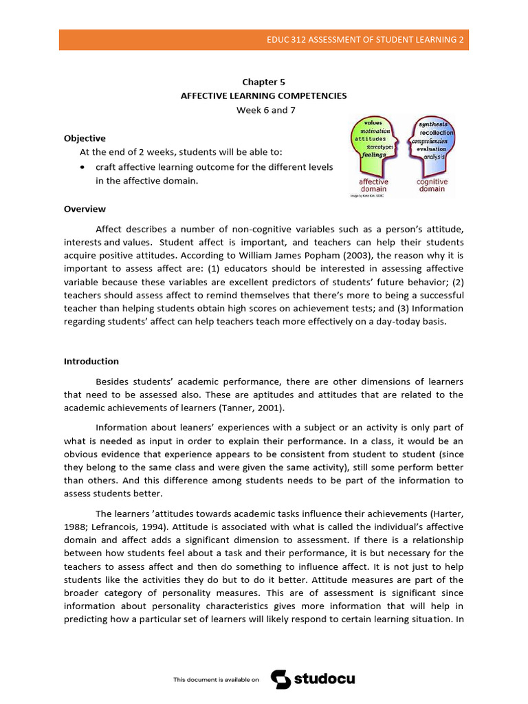 Affective Learning Competencies | PDF | Attitude (Psychology ...