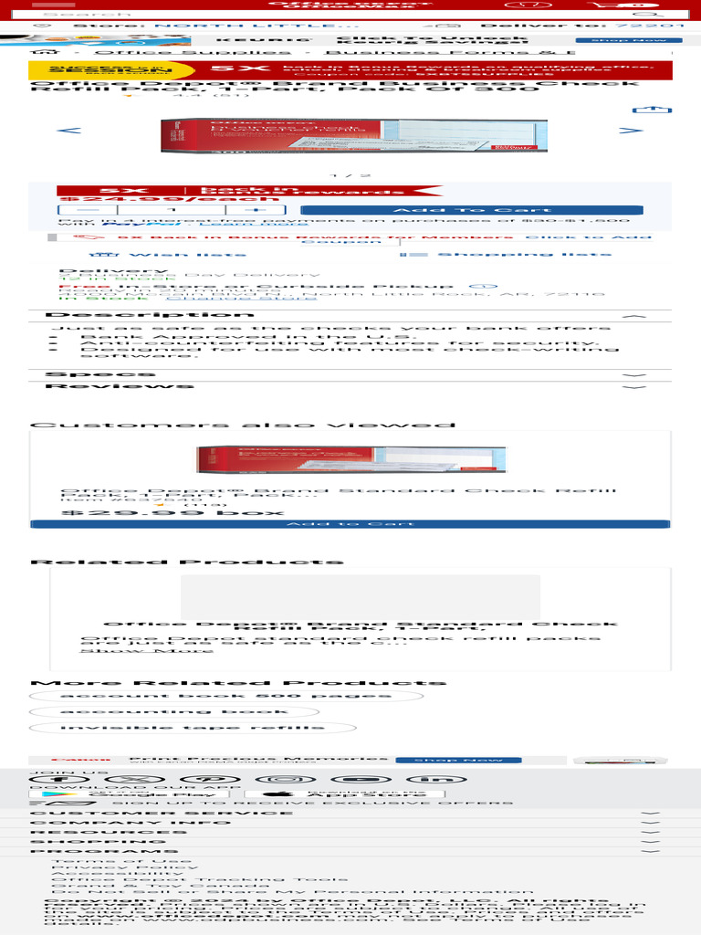 Office Depot Brand Business Check Refill Pack 1 Part Pack of 300 ...