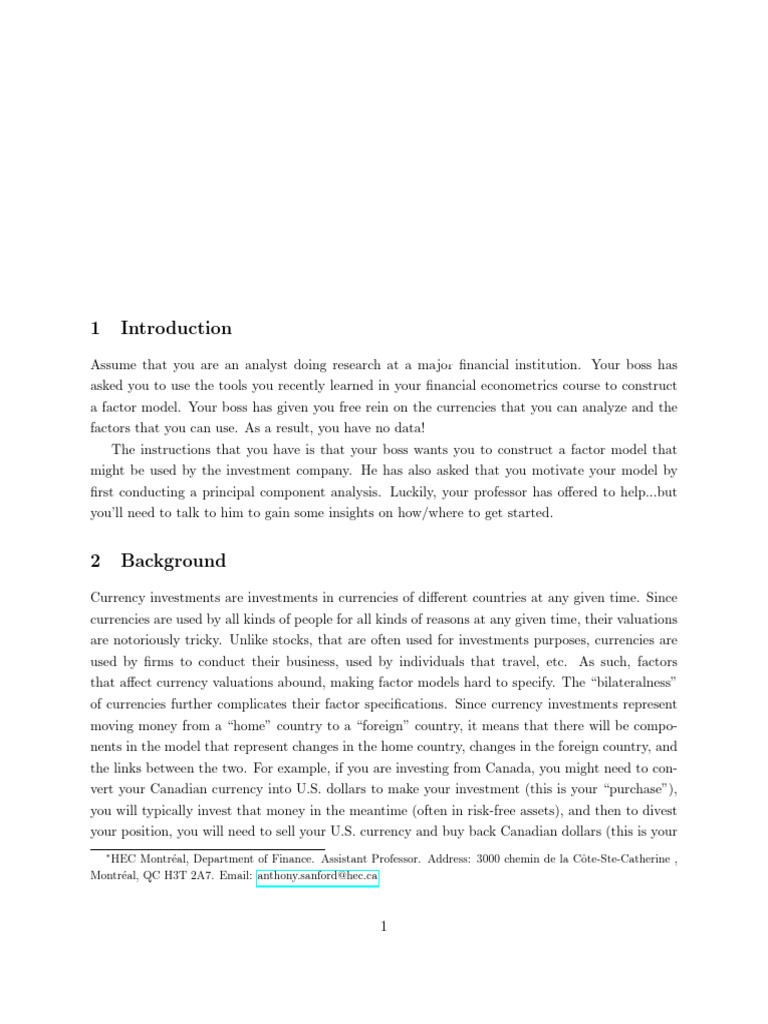 Currency Factor Model Analysis Guide | PDF | Principal Component ...