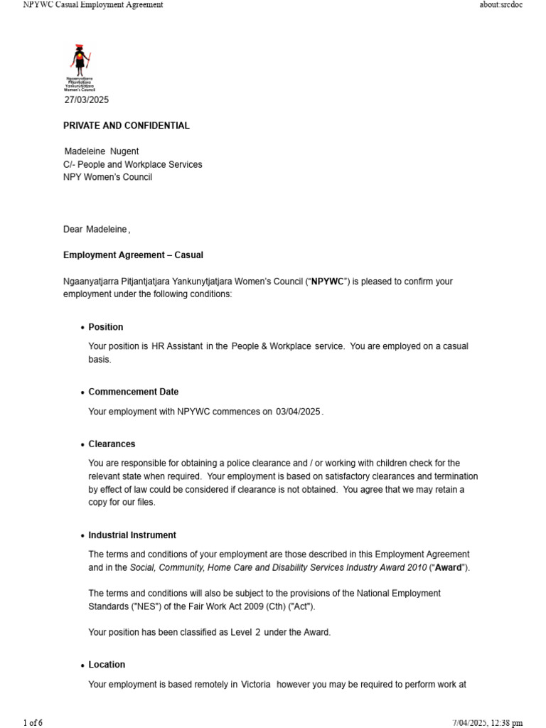 Employment Contract - Casual | PDF | Overtime | Employment
