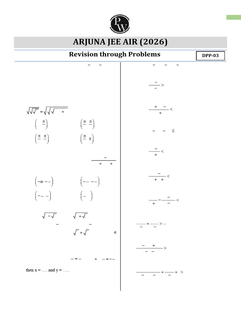 668b9b92d6a12203823c458b - ## - Revision Through Problems - DPP 03 (Of Lec 06) - Arjuna JEE AIR ...