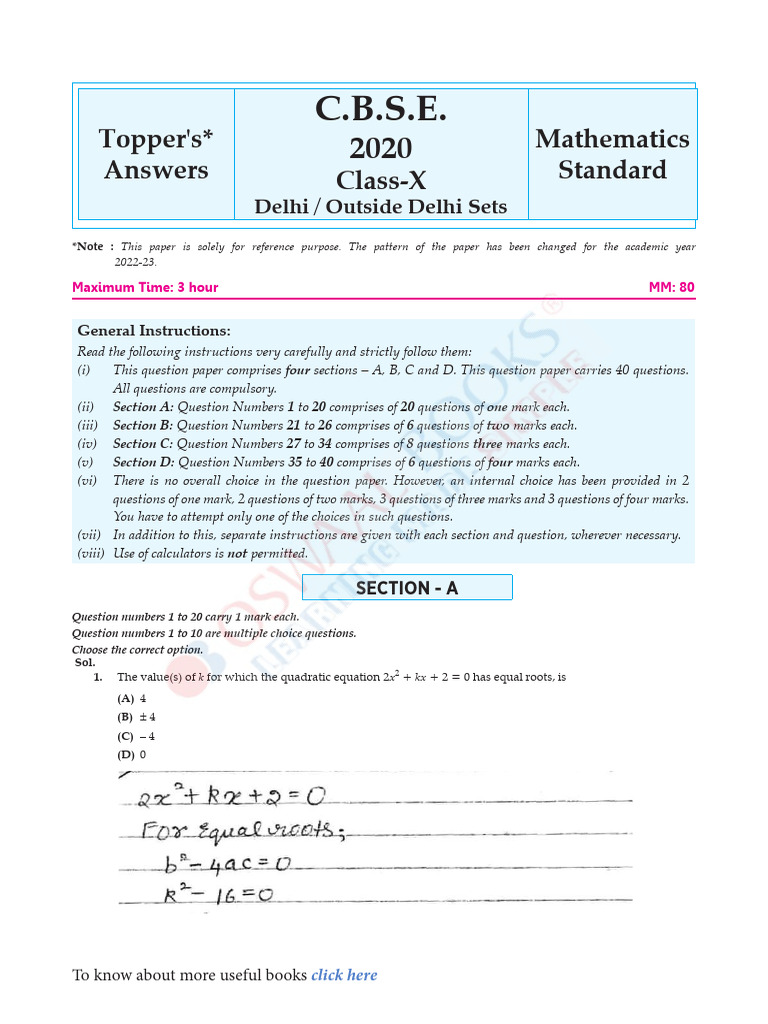 10th Toppers Answers Mathematics Standard | PDF | Circle | Elementary ...