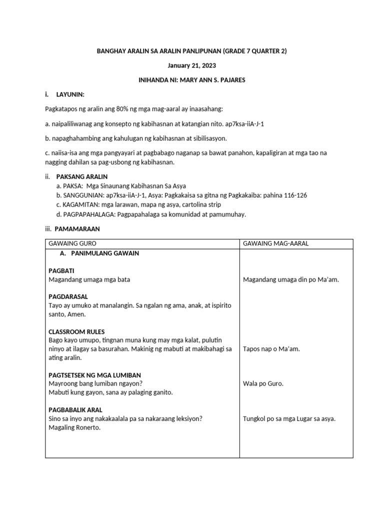 Lesson Plan For Demo Teaching | PDF