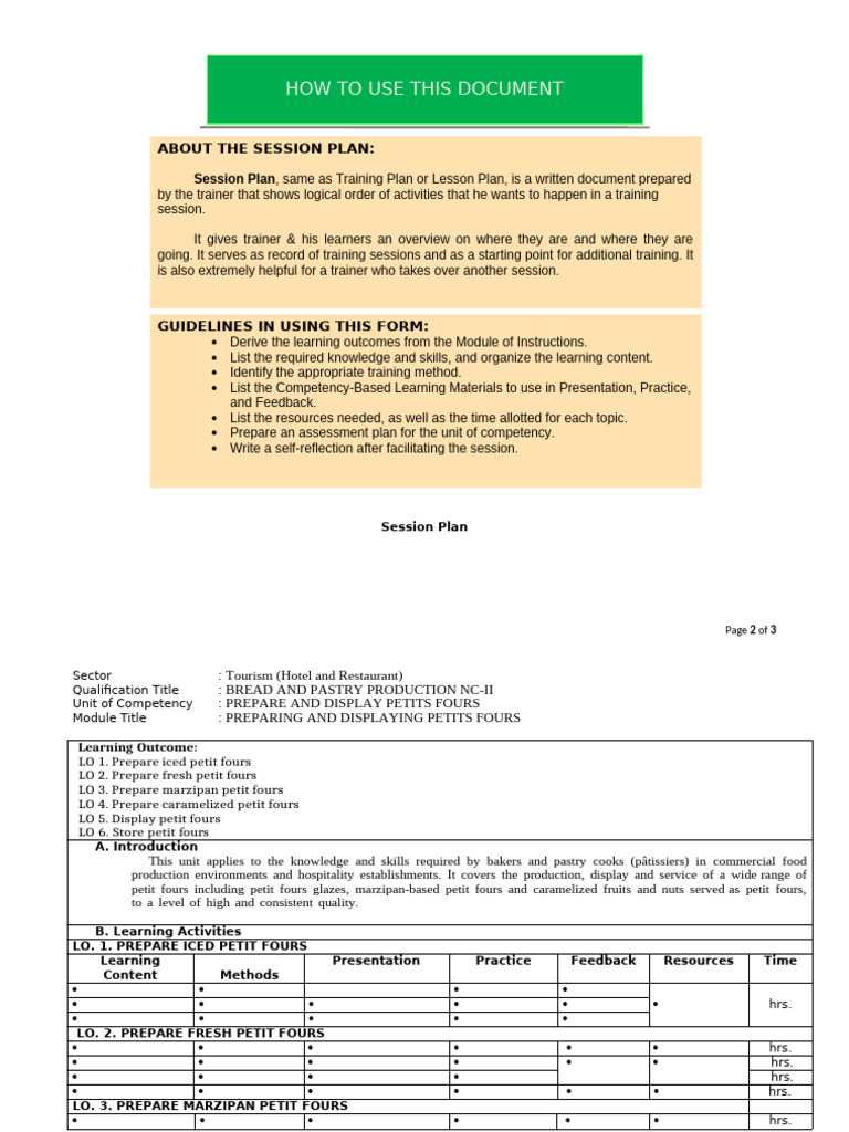 TULO_SESSION PLAN | PDF | Learning | Human Communication