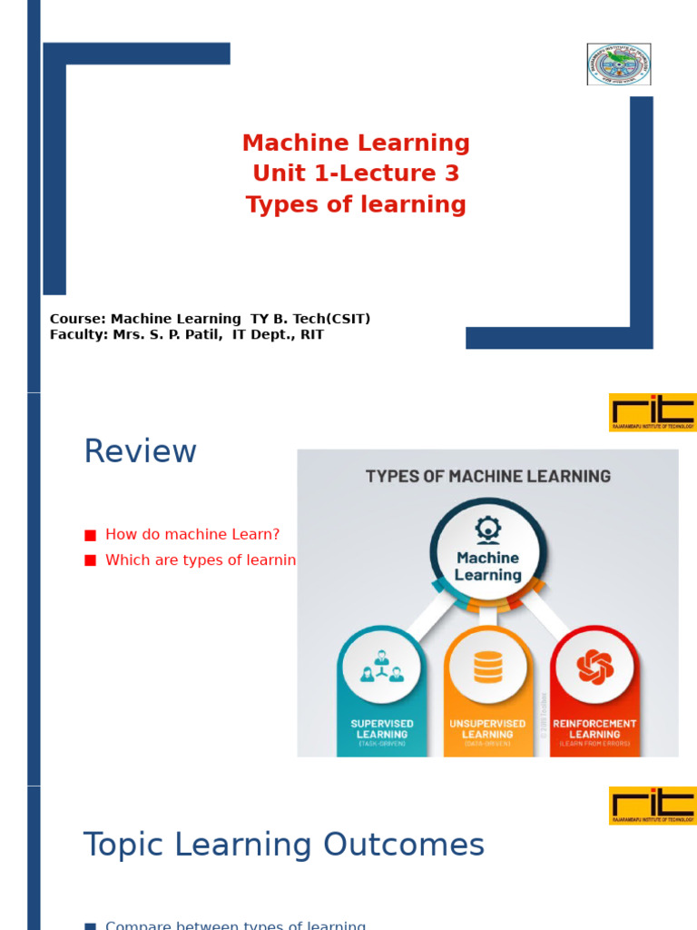 L4 ML2 Types of Learning | PDF | Machine Learning | Statistical Classification