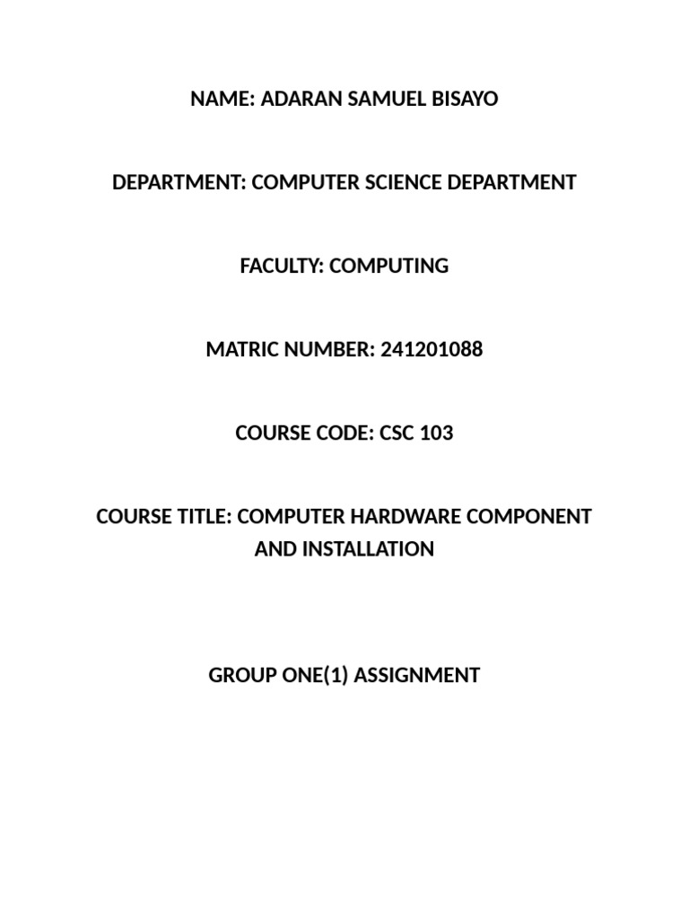 Group 1 Assignment Pdf Solid State Drive Computer Hardware 2159