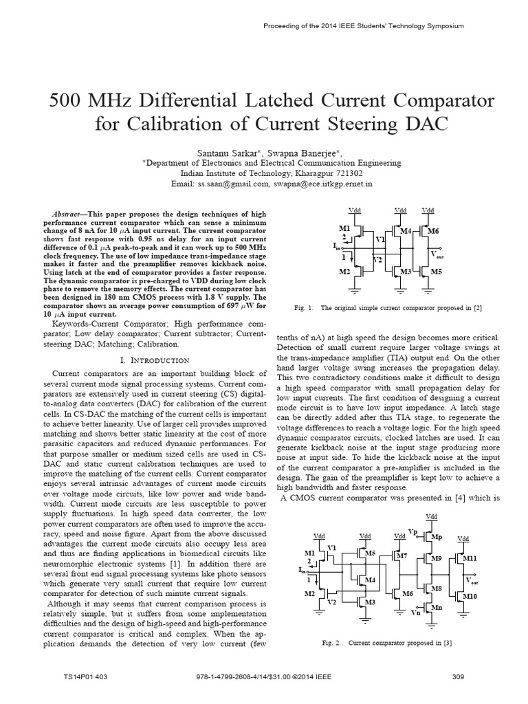 500 MHZ Differential Latched Current Comparator For Calibration of ...