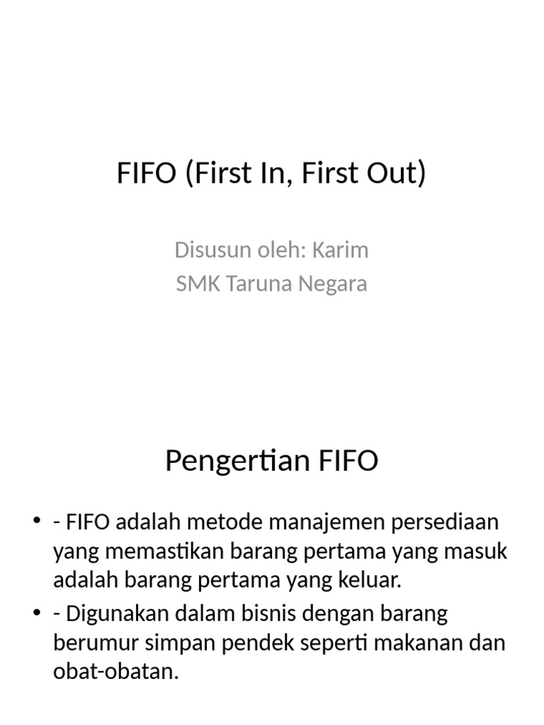 FIFO_Presentation | PDF
