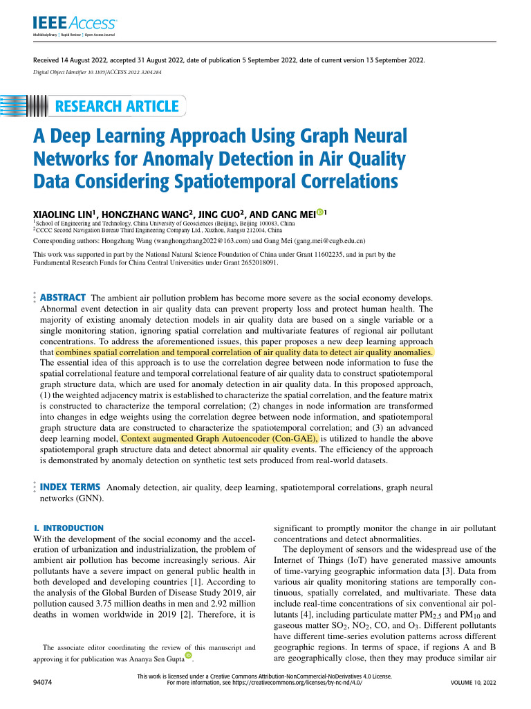 A Deep Learning Approach Using Graph Neural Networks For Anomaly Detection in Air Quality Data ...