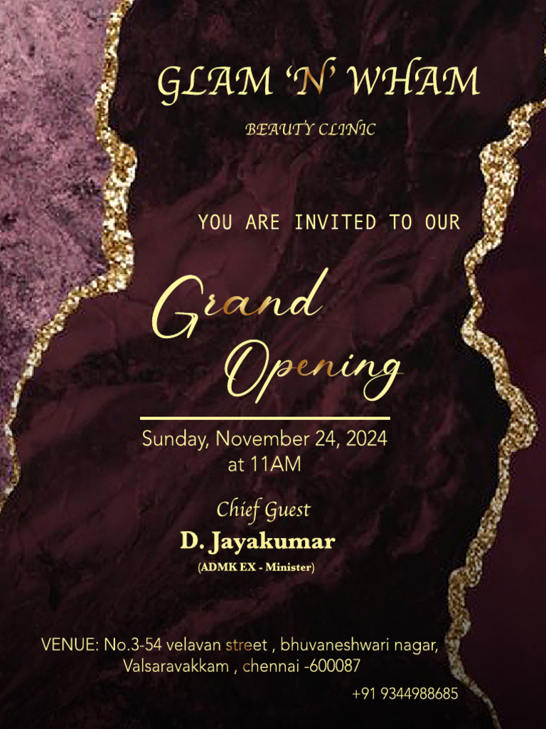 ADMK Invitation to Glam 'N' Wham Event | PDF