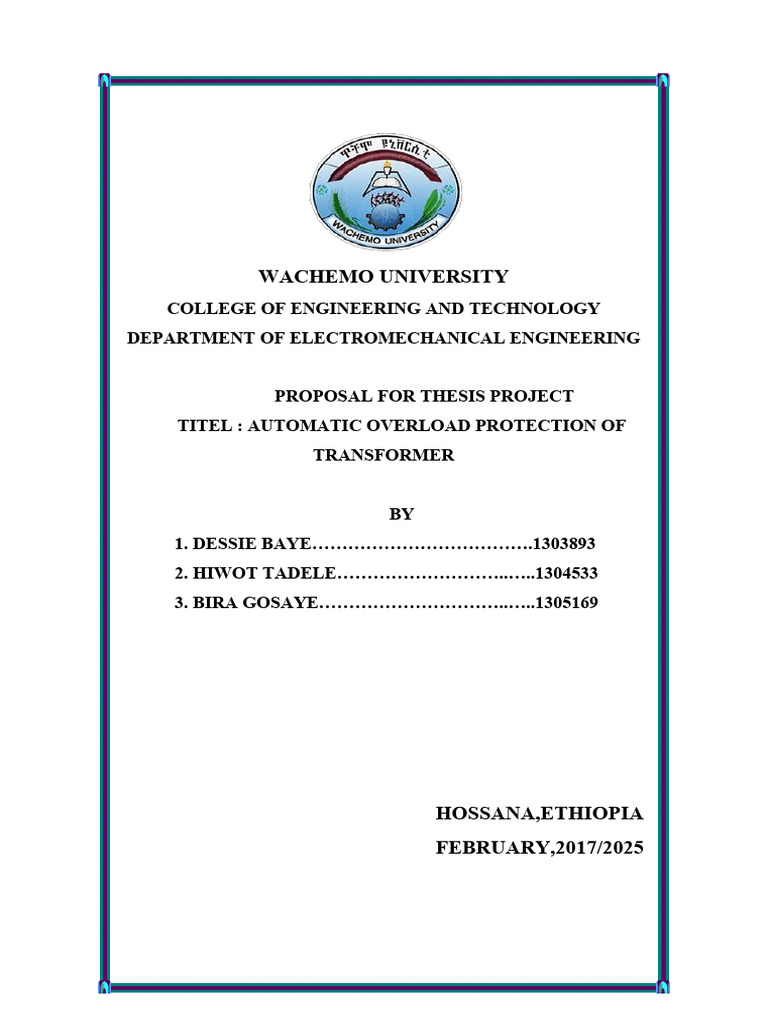 Dessie, Hiwot Bira Thesis Proposal1 | PDF | Power Supply | Transformer