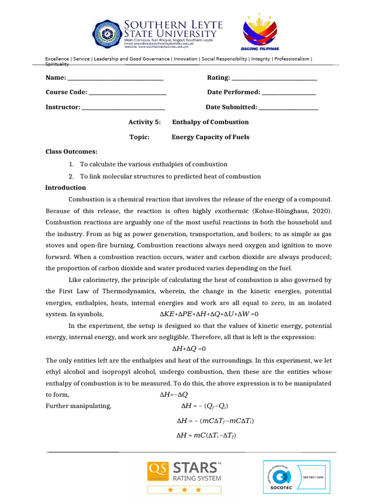 Enthalpy of Combustion: Ethyl Stearate | PDF | Combustion | Enthalpy