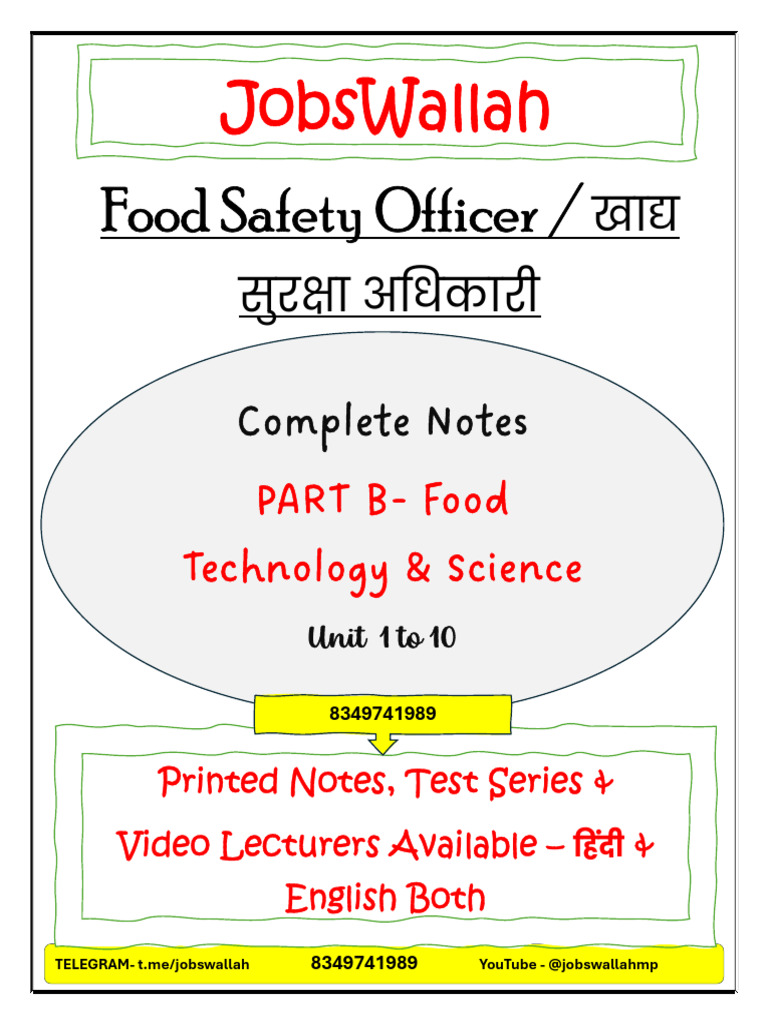Food Safety Officer Complete Notes | PDF | Bacteria | Nutrients