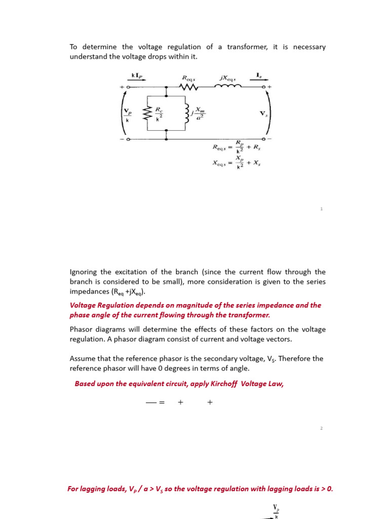 Transformer Phasor Diagram Pdf Transformer Power Physics
