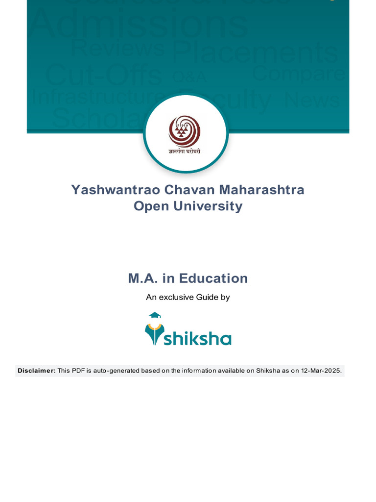 Yashwantrao Chavan Maharashtra Open University: An Exclusive Guide by | PDF