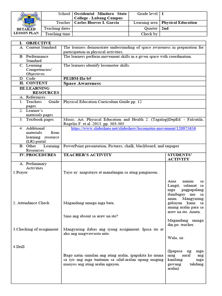 Teaching PE and Health LP Semi Revised | PDF