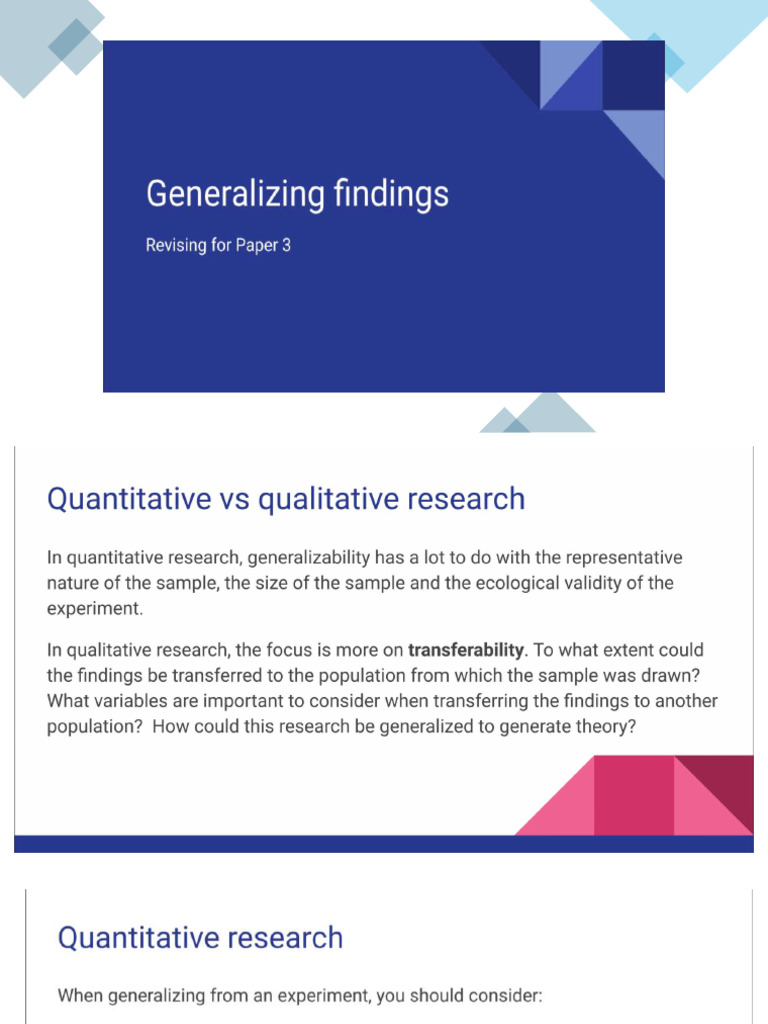 Generalizing Findings | PDF