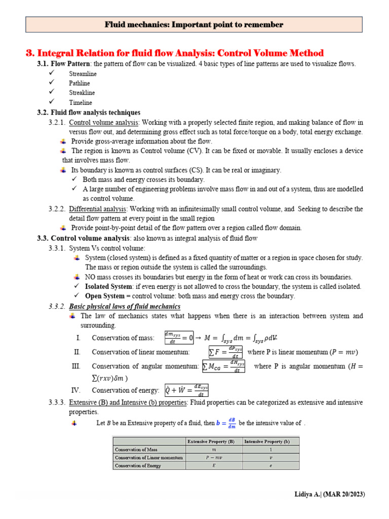 FM important points (ch3, ch4 and ch5) | PDF | Fluid Dynamics | Fluid Mechanics