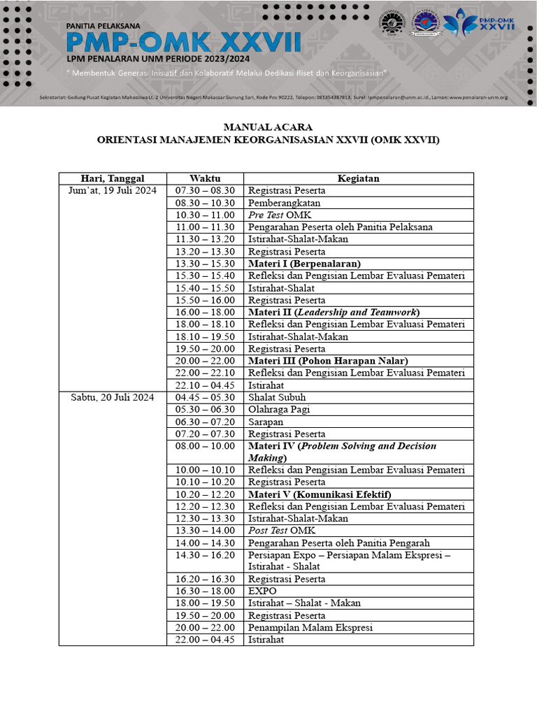 Manual Acara OMK | PDF