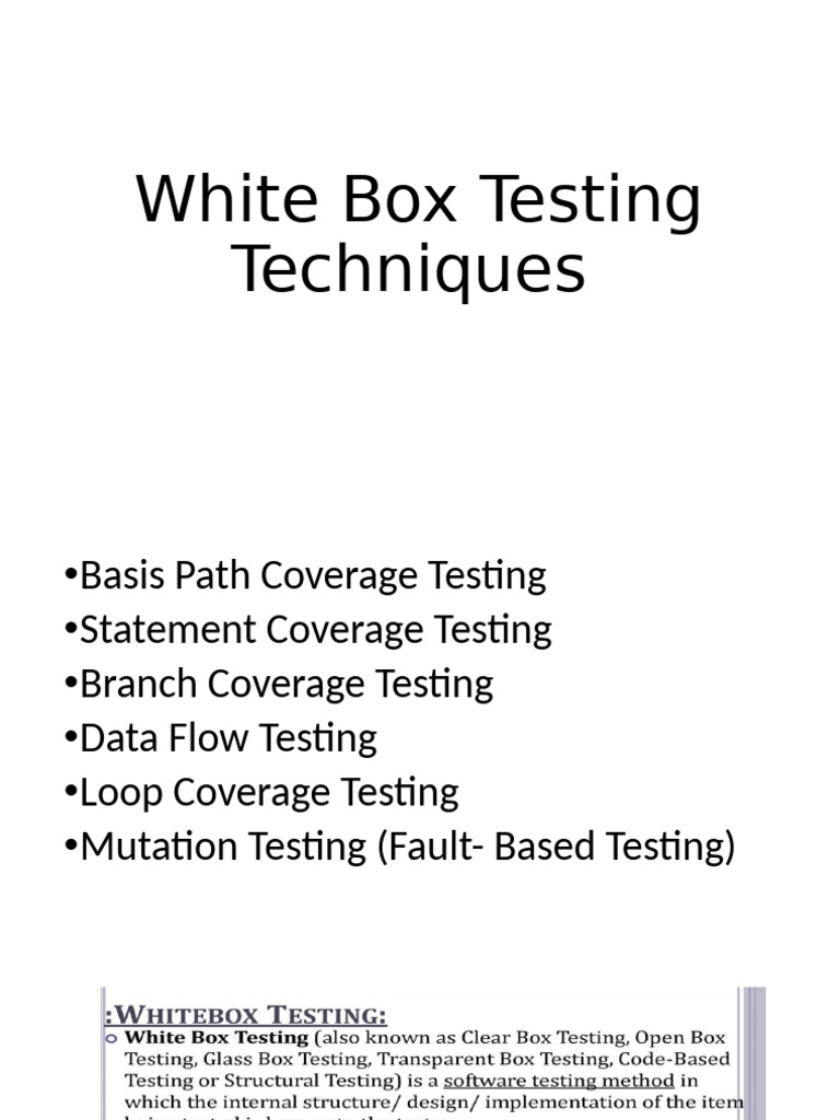 White Box Testing Techniques | PDF