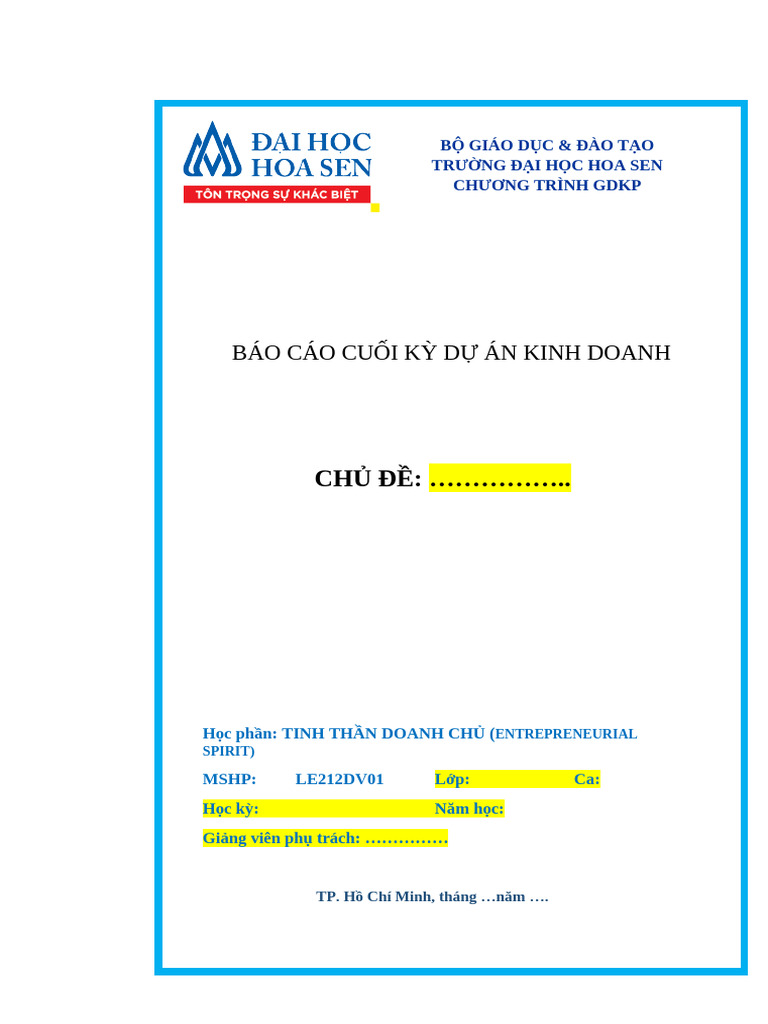 TTDC - Form Bao Cao Chu de Nhom (Cuoi Ky) | PDF