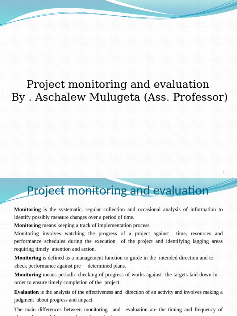 Project Monitoring and Evaluation Guide | PDF | Evaluation | Monitoring ...