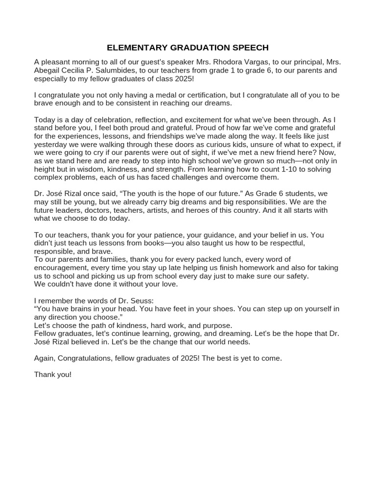 Inspiring 2025 Graduation Speech | PDF