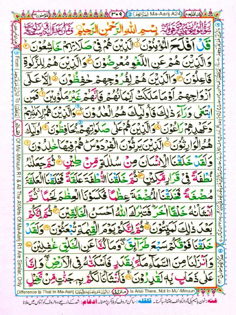 Colour Coded Quran Juz 18 | PDF