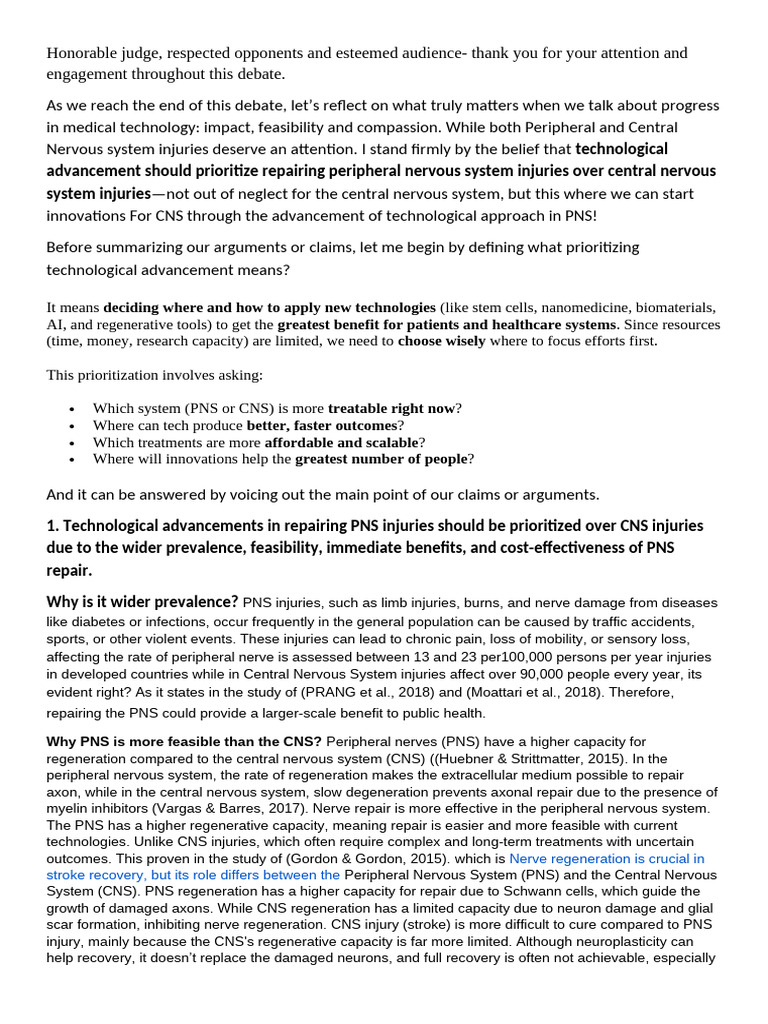 Closing Statement Debate | PDF | Nervous System | Nerve