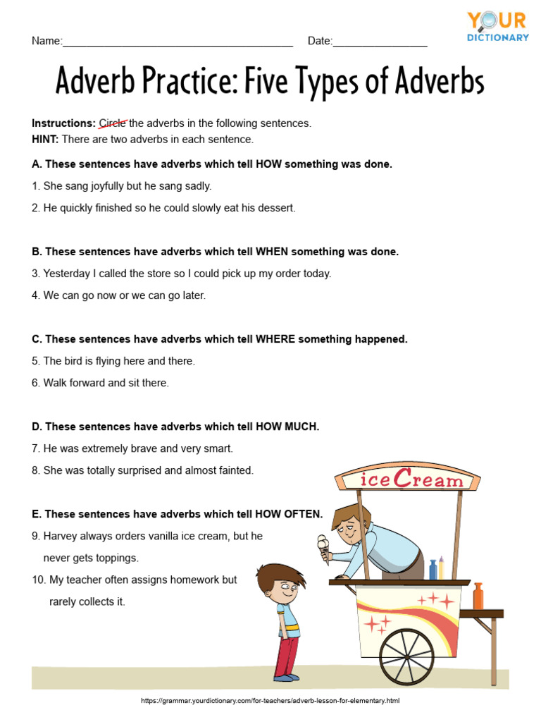 Adverb Practice: Identify Five Types | PDF