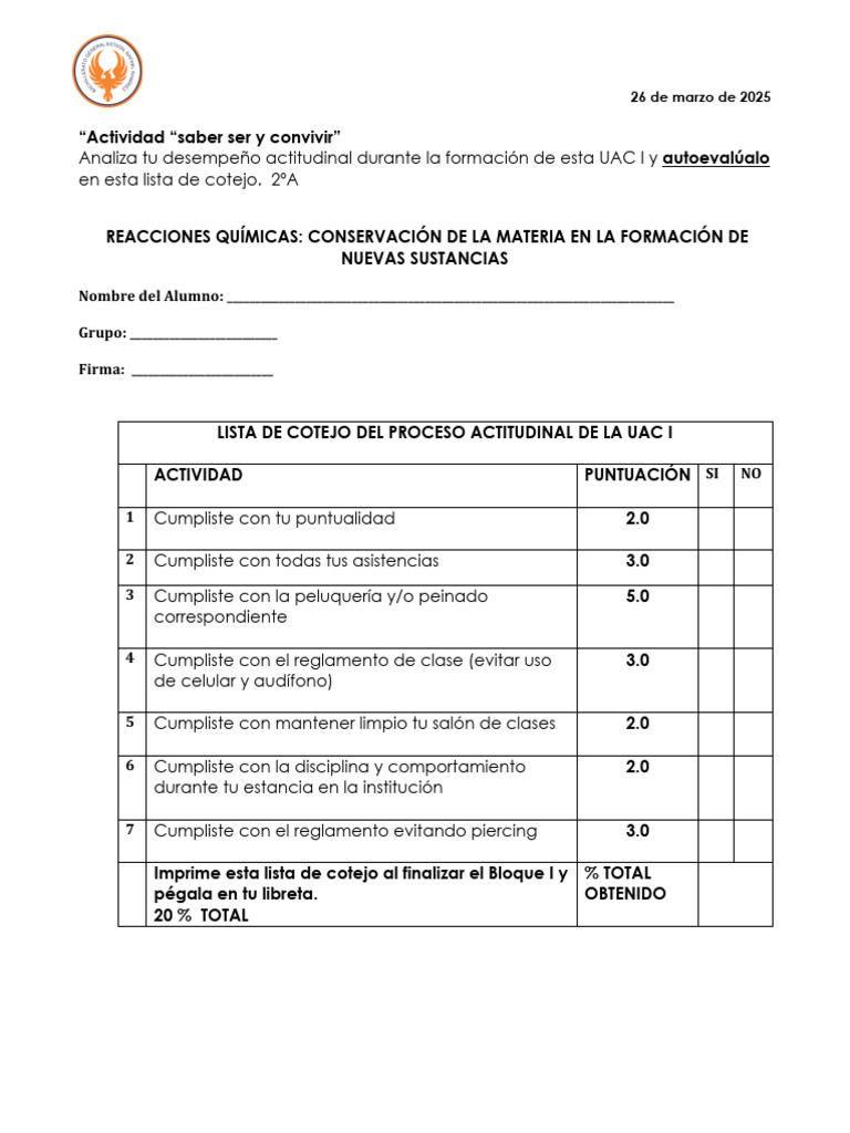 Autoevaluacion Quimica | PDF