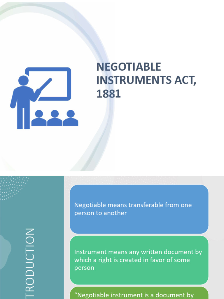 Negotaible Instruments Act | PDF | Negotiable Instrument | Cheque