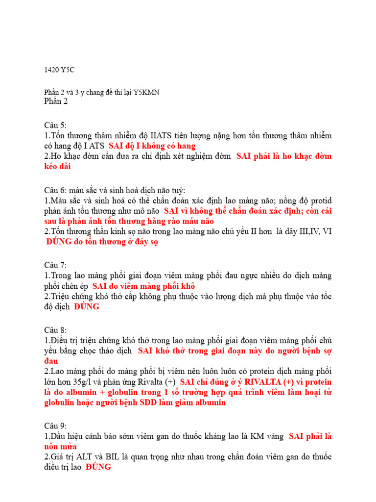 Bản sao của LAO LÂM SÀNG - NOTE TRẮC NGHIỆM | PDF