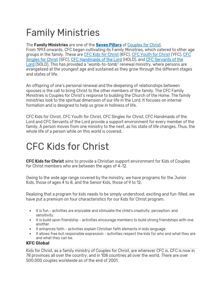 CFC Family Ministries Overview | PDF