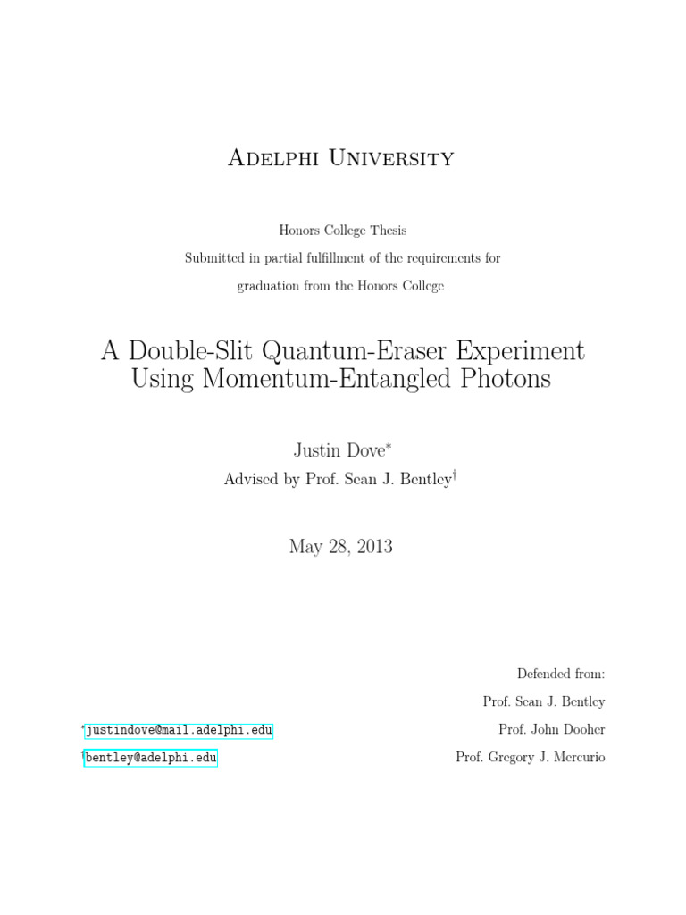 A Double-Slit Quantum-Eraser Experimen | PDF | Eigenvalues And ...